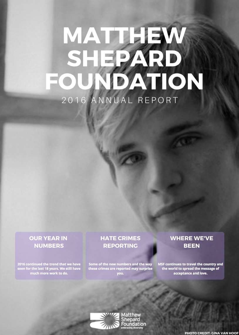 2015-2016 Annual Report - Matthew Shepard Foundation